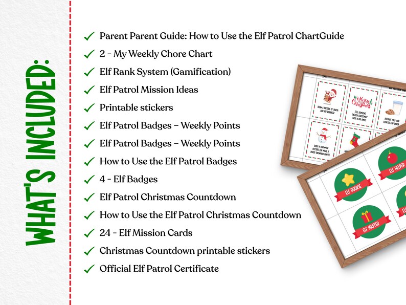 Elf Patrol Christmas Chore Chart | Kids Holiday Activity Kit (printable ...