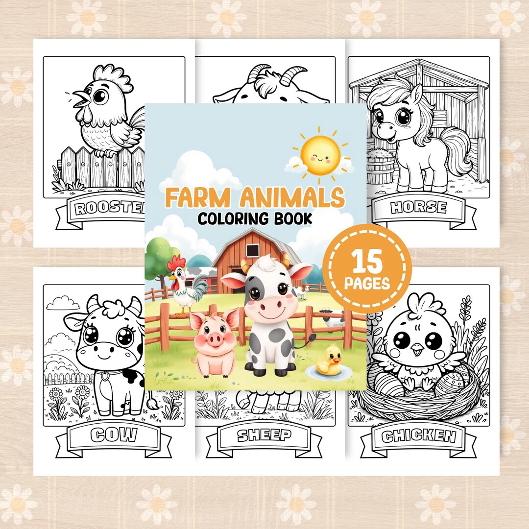 Farm Animals Coloring Book, Cute Farm Animals Coloring Pages, Coloring ...