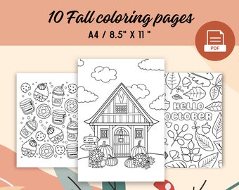 20 Fall Coloring Pages, Fall Coloring, Printable Coloring Pages, Cozy ...