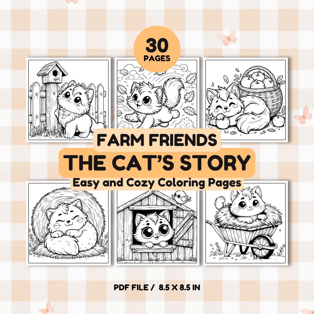 Farm Friends Coloring Page, Cat Coloring Book, Kitten Coloring, Pet ...
