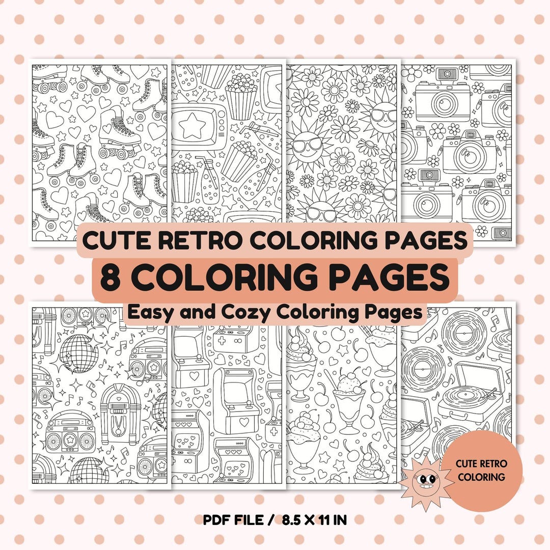 Retro Coloring Pages, Groovy Coloring Pages, Easy and Cozy Retro ...