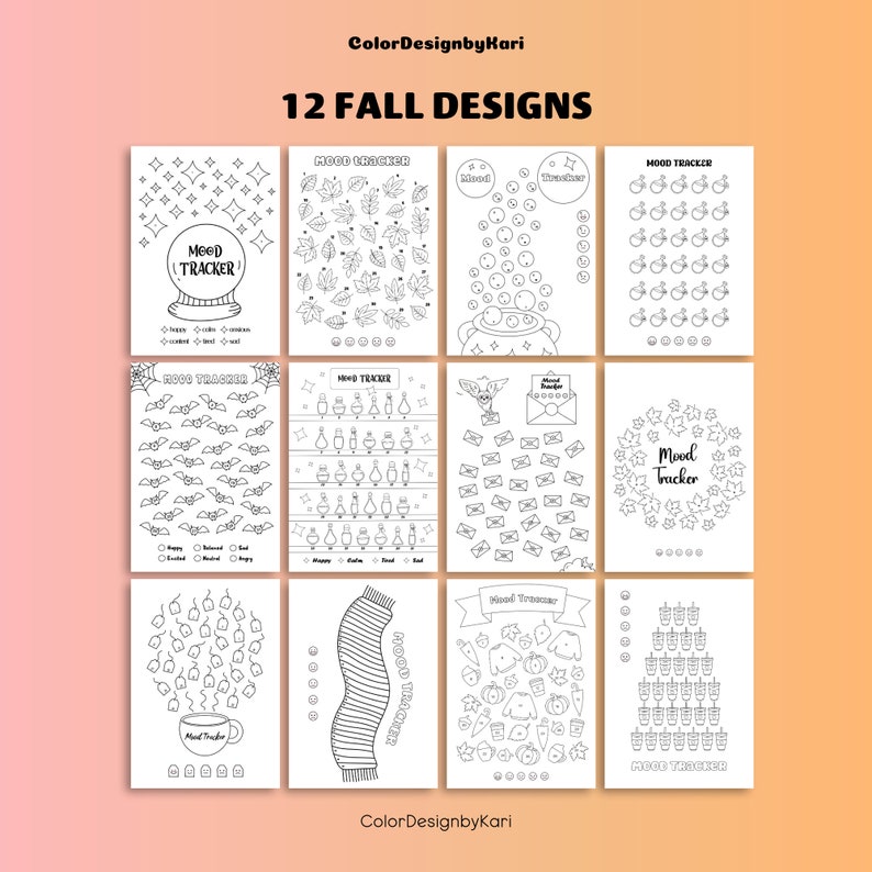 Fall Mood Tracker Printable: Autumn Coloring Pages (digital Download ...