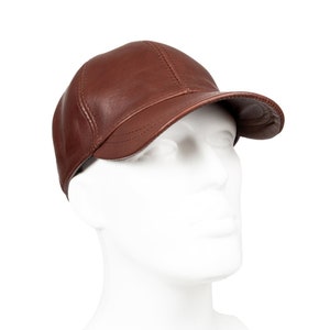 Leather Cap Chocolate Brown Leather Baseball Cap, Black Leather Cap ...