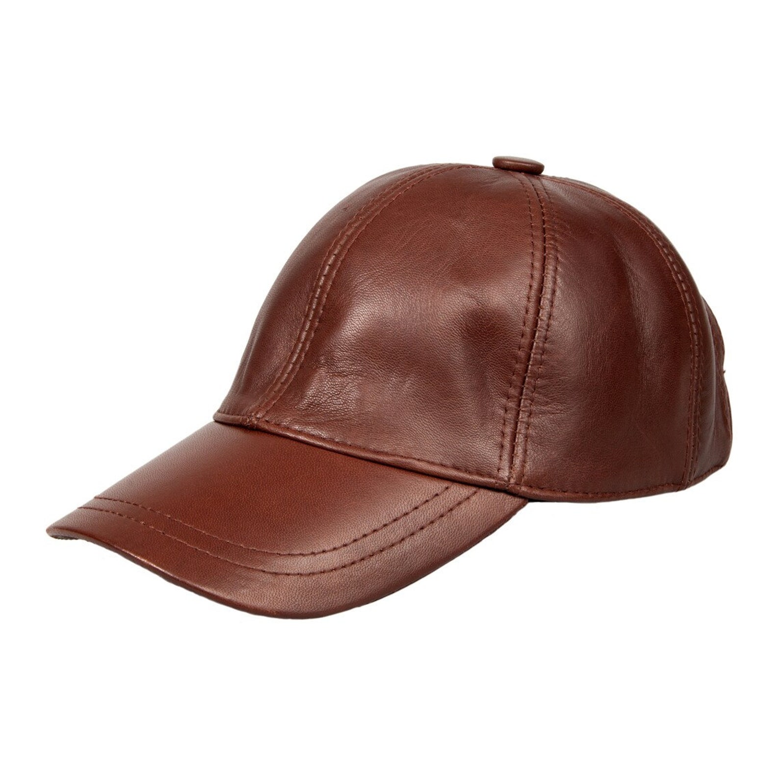 Leather Cap Chocolate Brown Leather Baseball Cap, Black Leather Cap ...