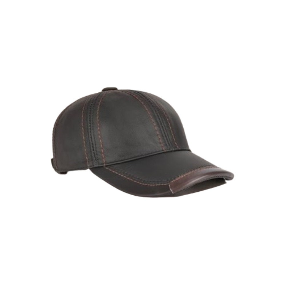 Men's Two-tone Genuine Leather Hat, Full Grain Leather Cap in Black or ...