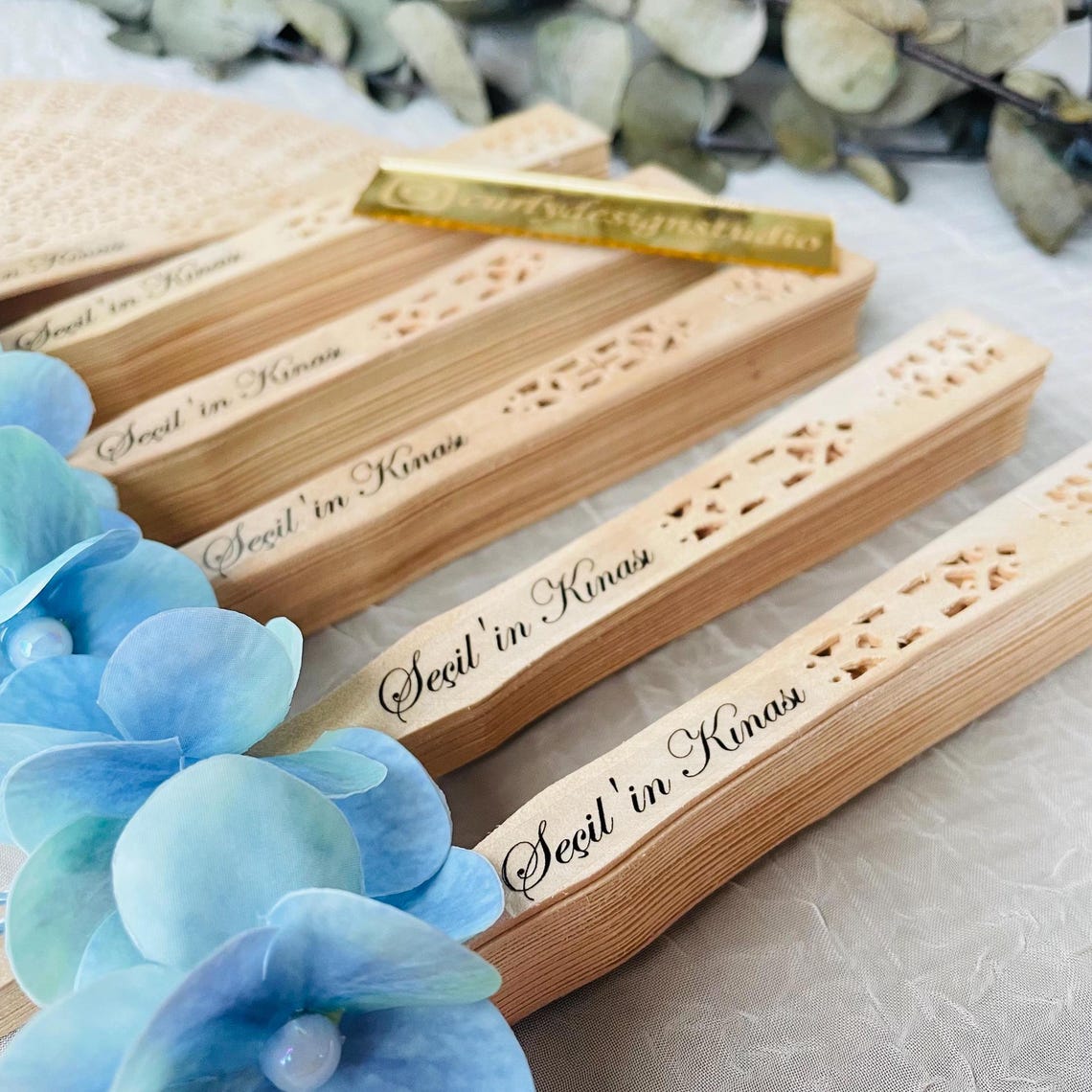 Personalized Wooden Hand Fan, Summer Wedding Favors, Bridal Shower ...