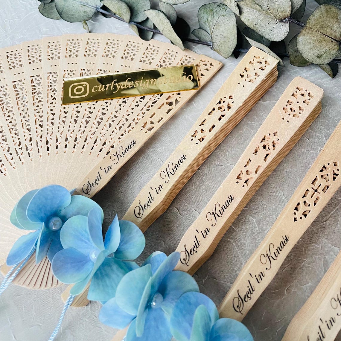 Personalized Wooden Hand Fan, Summer Wedding Favors, Bridal Shower ...