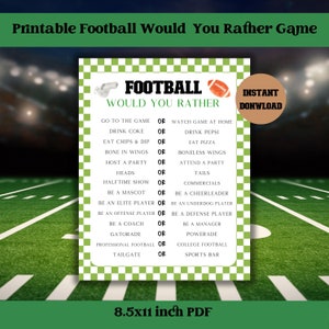 Printable Football Party Game: Would You Rather (PDF) - Etsy