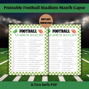 Football Stadium Match Game: Printable Party Activity (pdfs) - Etsy