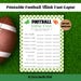 Football Think Fast Party Game, Printable Football Game, Football ...