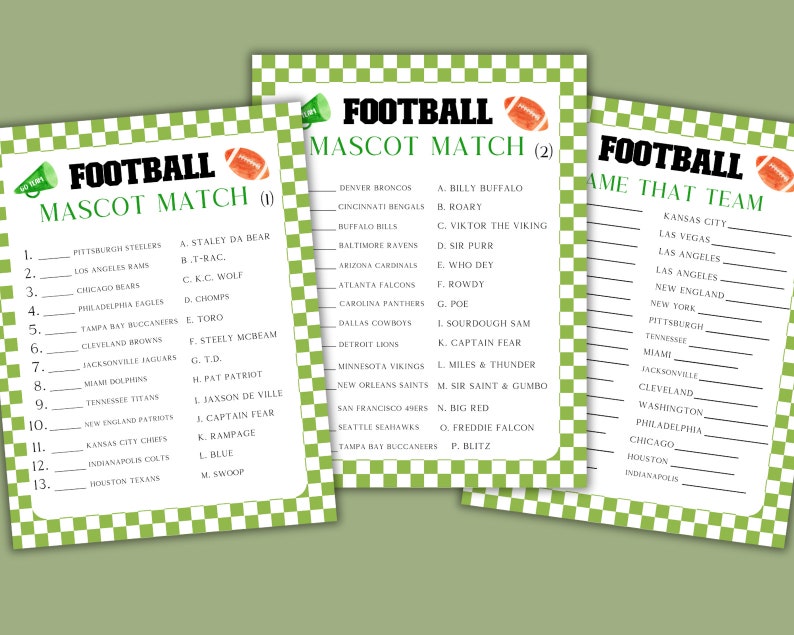 Football Party Game Bundle: 16 Printable Games (PDF) - Etsy