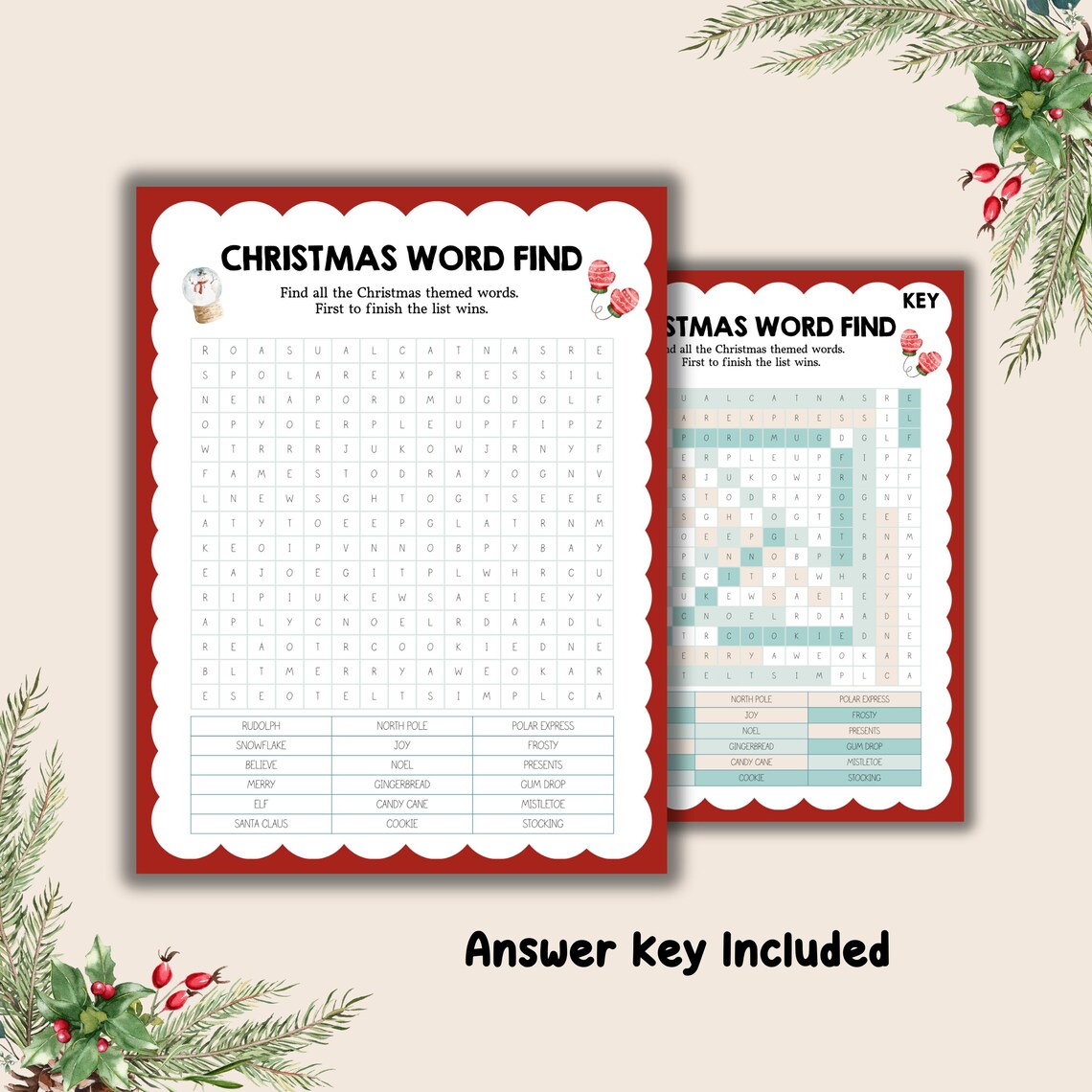 Christmas Word Find Printable, Holiday Office Games, Christmas Party ...