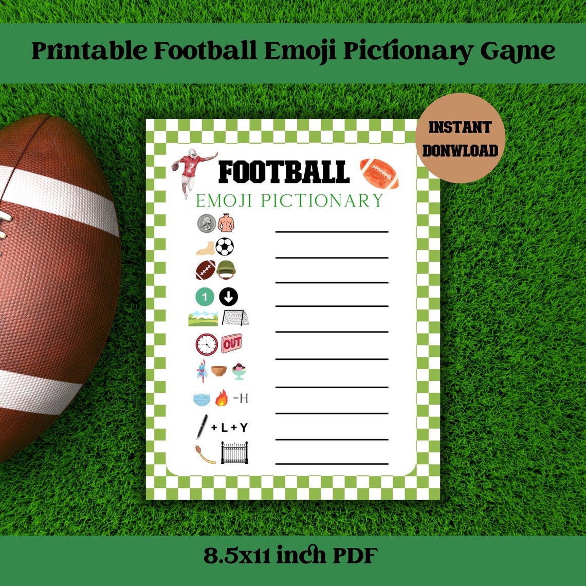 Football Emoji Pictionary Party Game: Printable Activity (PDF) - Etsy