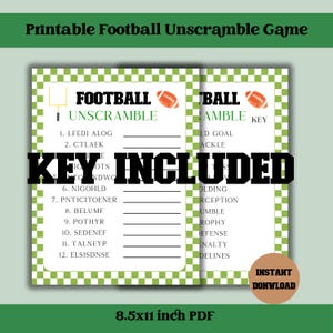 Printable Football Unscramble Game: Party Activity (PDF) - Etsy