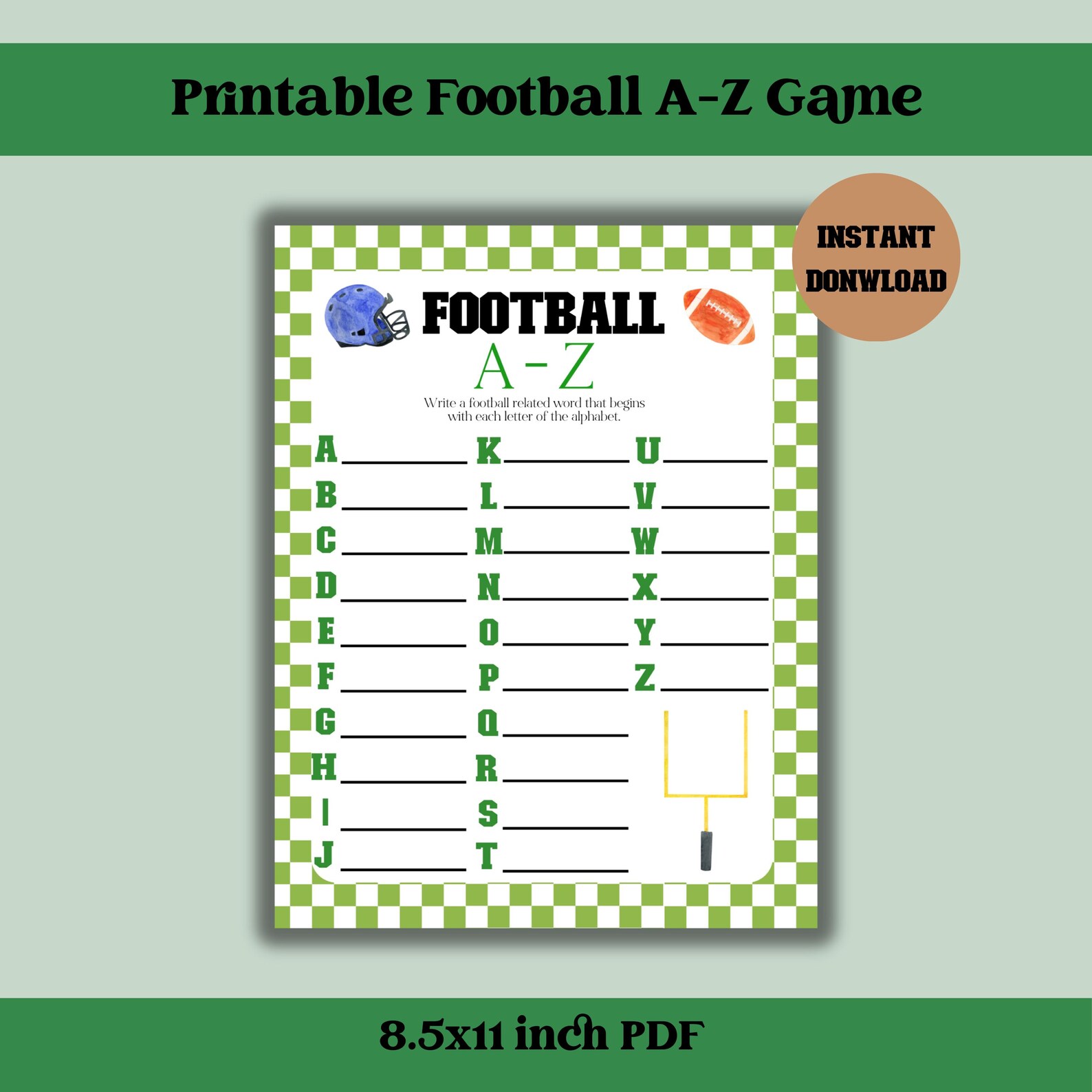 Football A-Z Party Game, A Fast Paced Competitive Football Themed Game ...