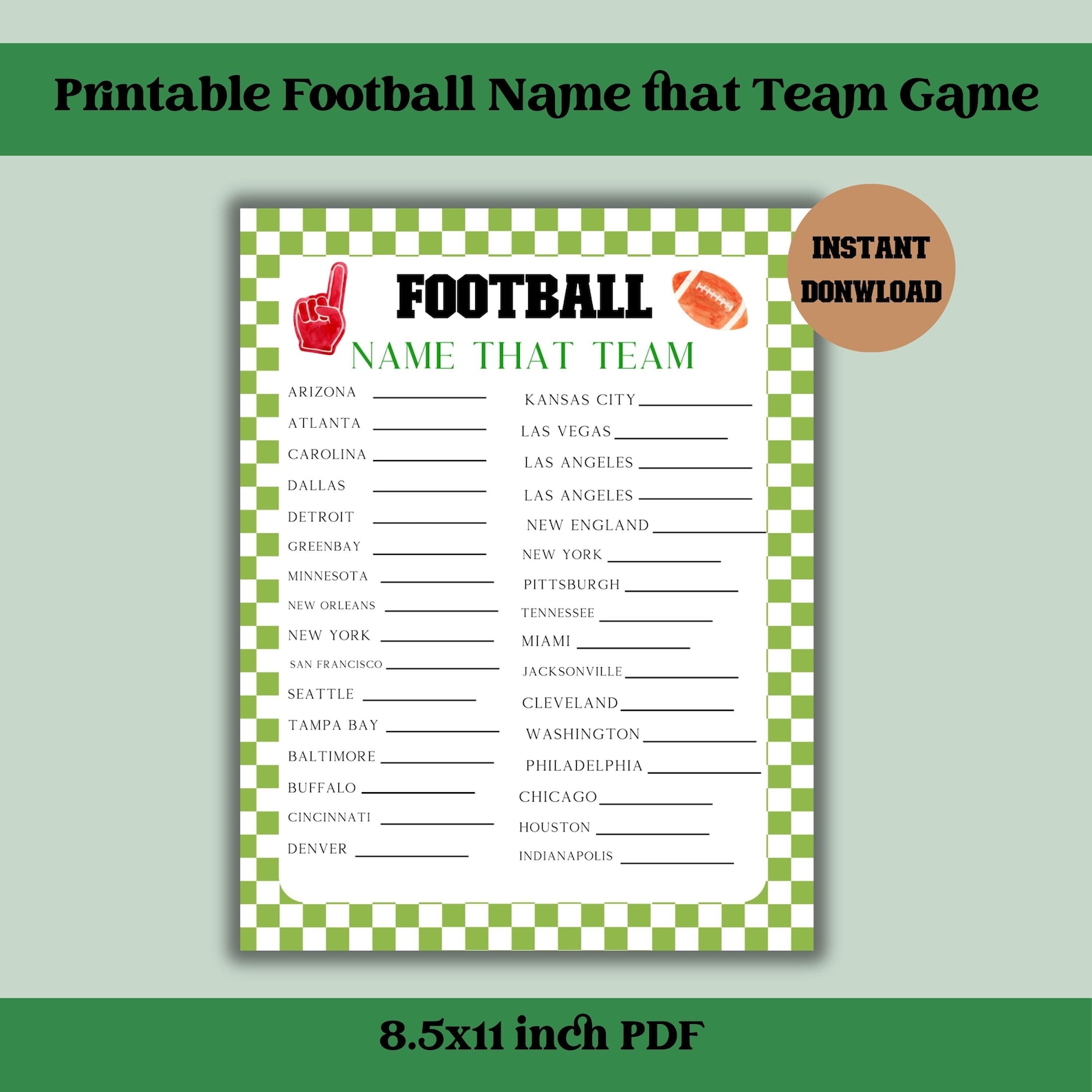 Name That Football Team Printable Party Game, Games to Play at Football ...
