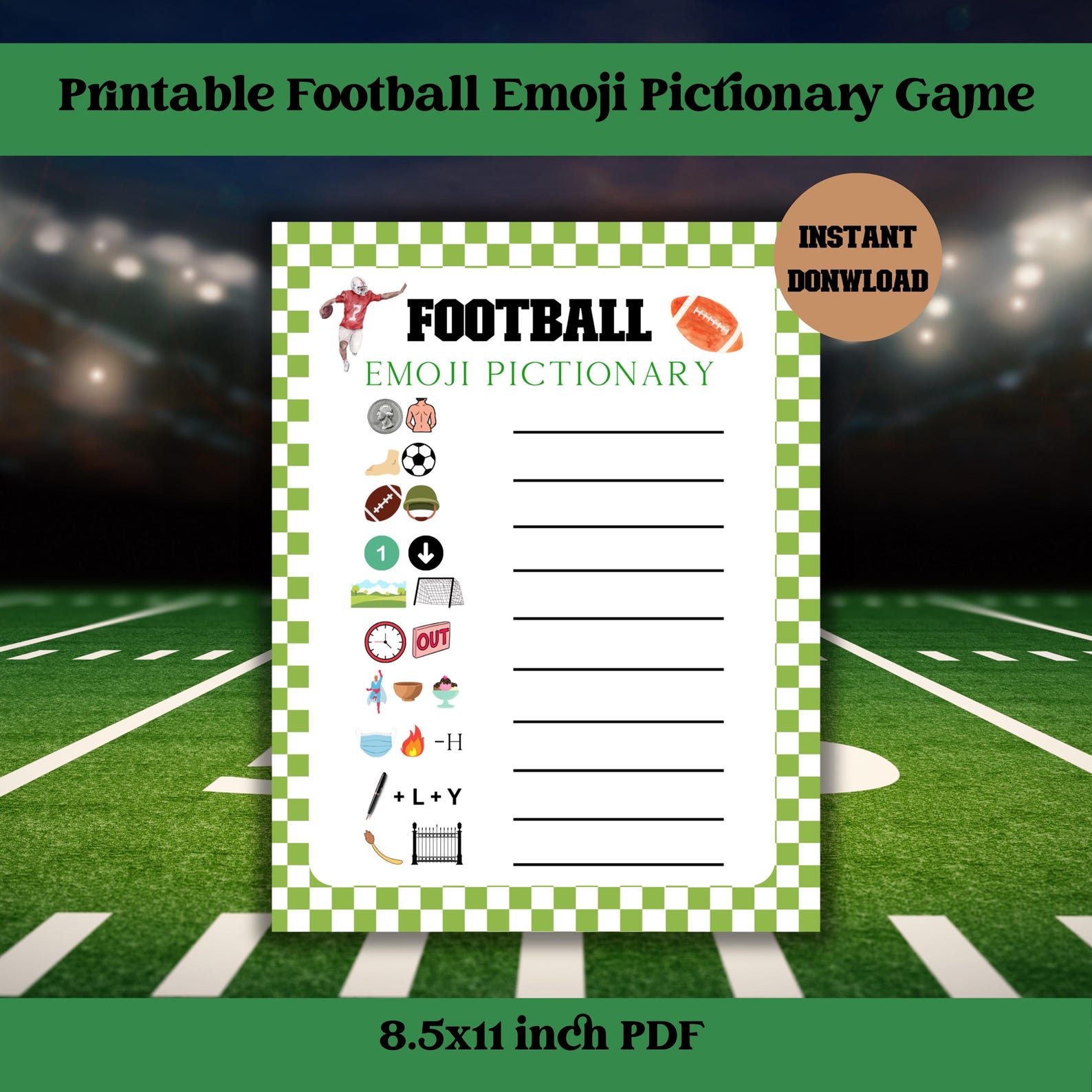 Football Emoji Pictionary Party Game: Printable Activity (PDF) - Etsy