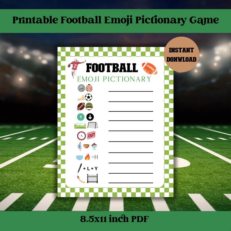 Football Emoji Pictionary Party Game: Printable Activity (PDF) - Etsy