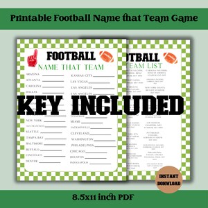 Name That Football Team Printable Party Game, Games to Play at Football ...
