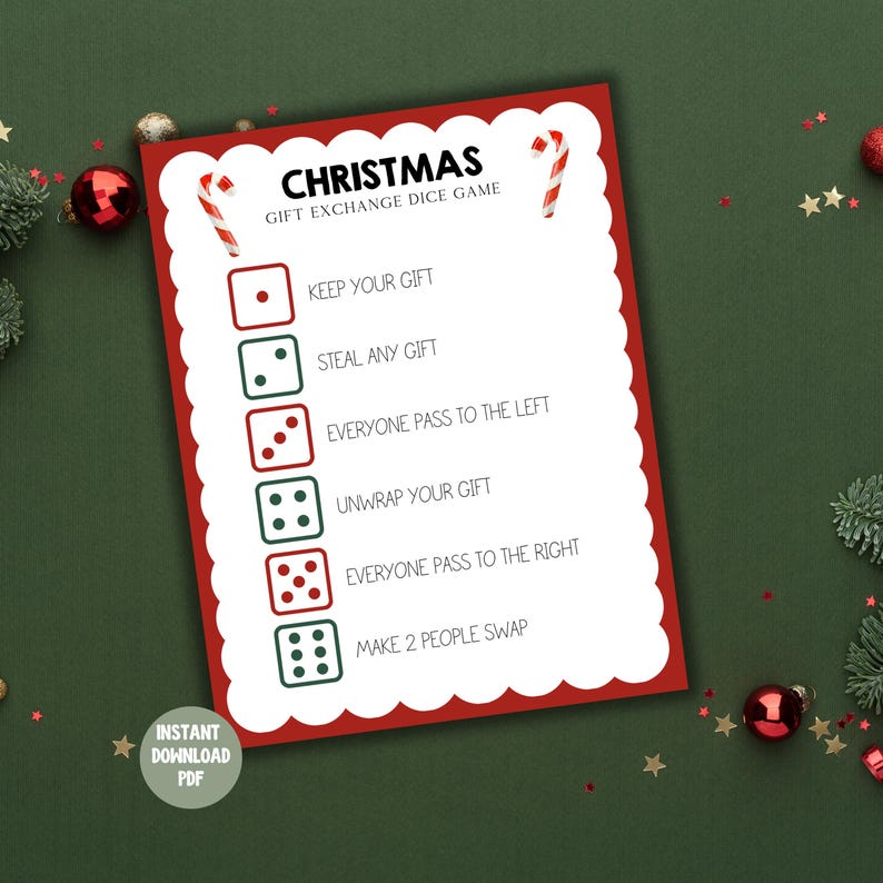 Christmas Gift Exchange Dice Game, Holiday Office Games, Christmas ...