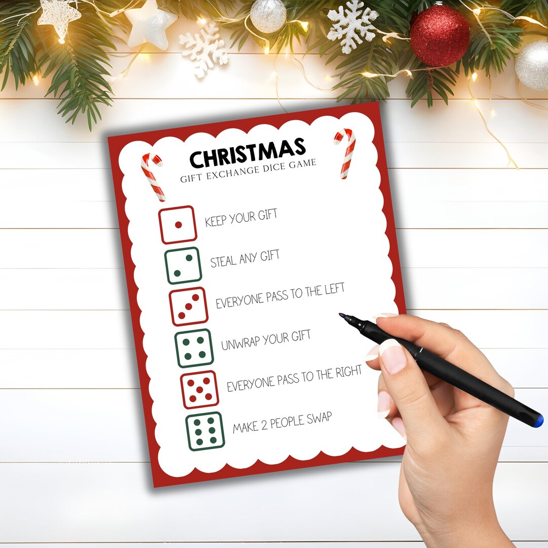 Christmas Gift Exchange Dice Game, Holiday Office Games, Christmas ...