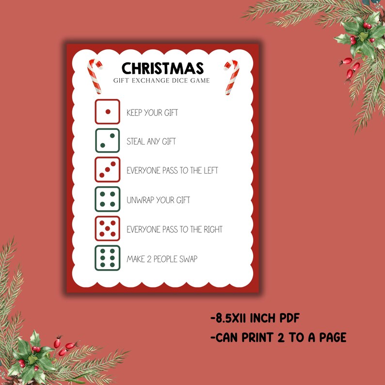 Christmas Gift Exchange Dice Game, Holiday Office Games, Christmas ...
