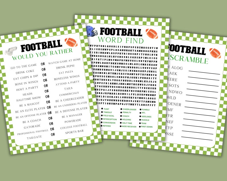 Football Party Game Bundle: 16 Printable Games (PDF) - Etsy