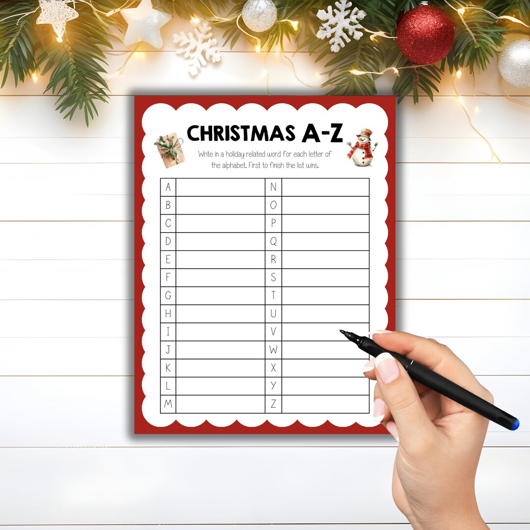 Christmas A-Z Game: Printable Holiday Word Activity (PDF) - Etsy
