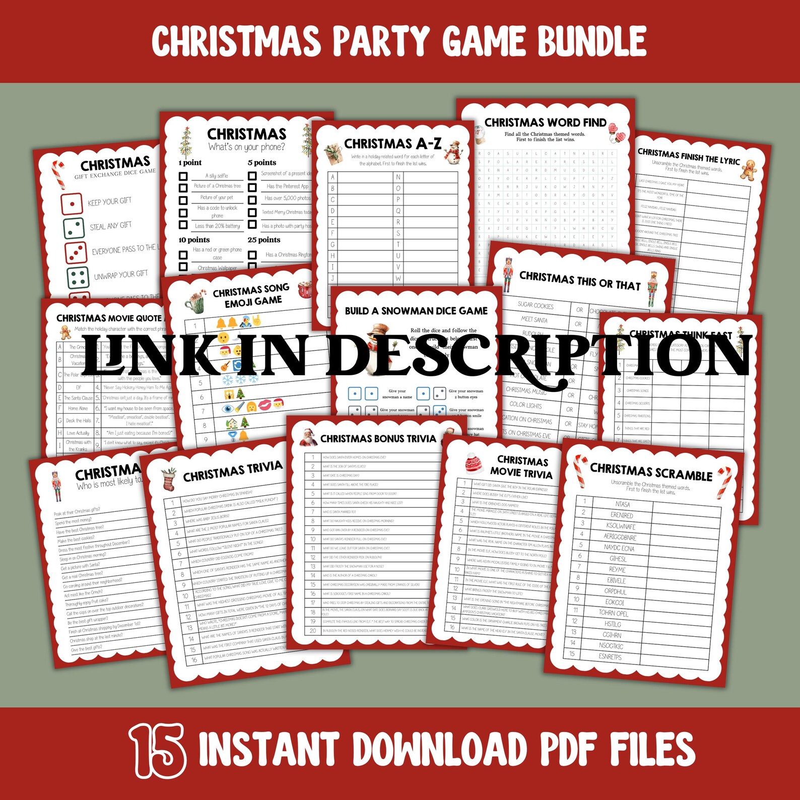 Christmas Gift Exchange Dice Game, Holiday Office Games, Christmas ...