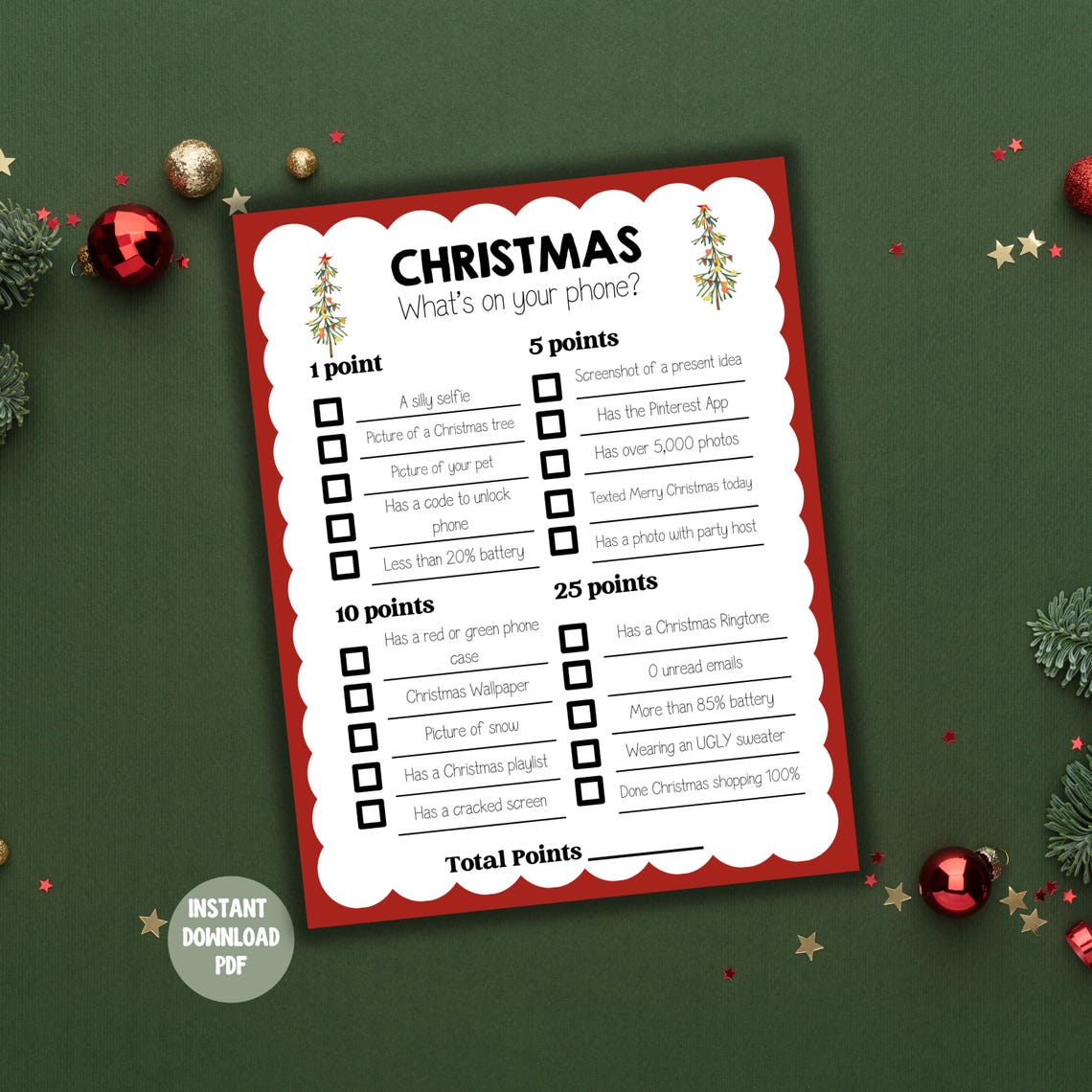 Christmas 'what's on Your Phone' Game: Printable Holiday Fun (PDF) - Etsy