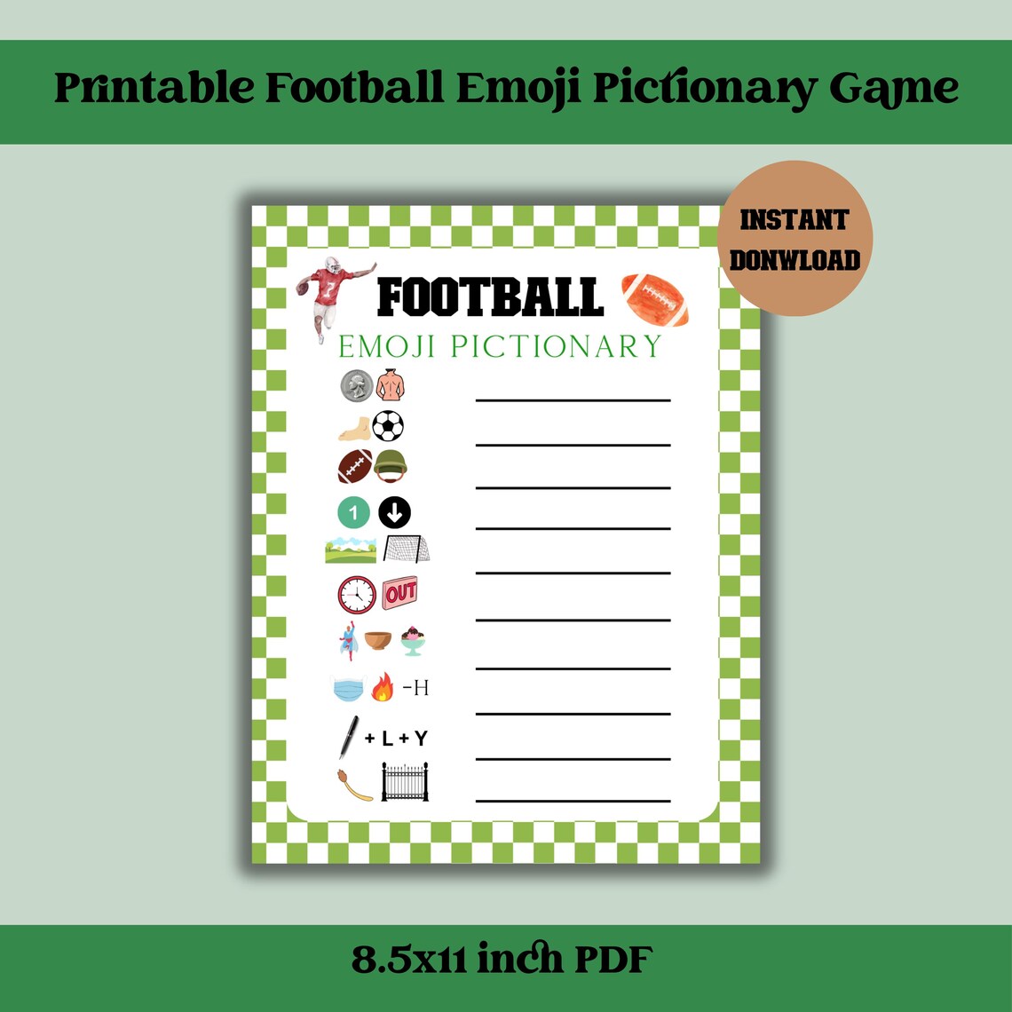 Football Emoji Pictionary Party Game: Printable Activity (PDF) - Etsy