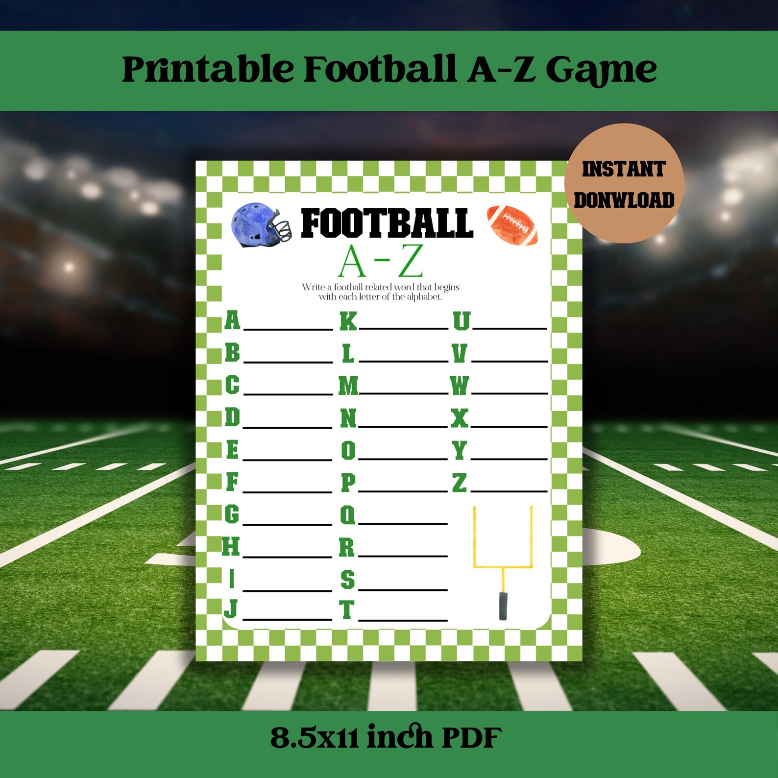 Football A-Z Party Game, A Fast Paced Competitive Football Themed Game ...