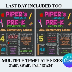 Chalkboard Back to School Sign Template, Editable First Day of School ...