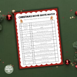 Christmas Movie Quote Match Game, Holiday Office Games, Christmas Party ...