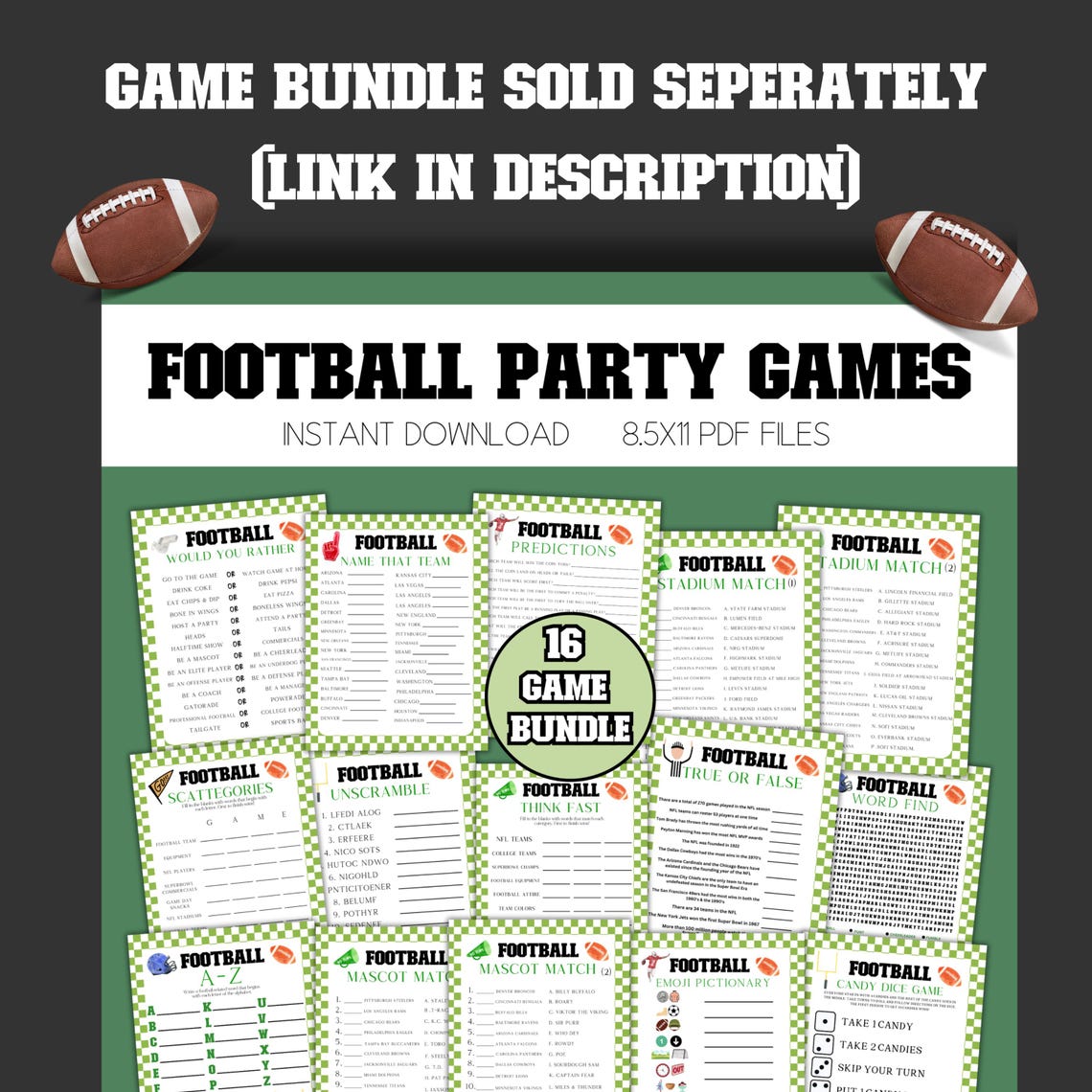 Football Emoji Pictionary Party Game: Printable Activity (PDF) - Etsy
