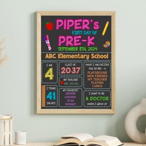 Chalkboard Back to School Sign Template, Editable First Day of School ...