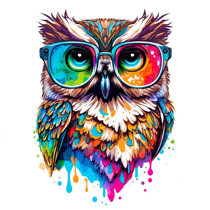 Colorful Owl Digital Image - Etsy