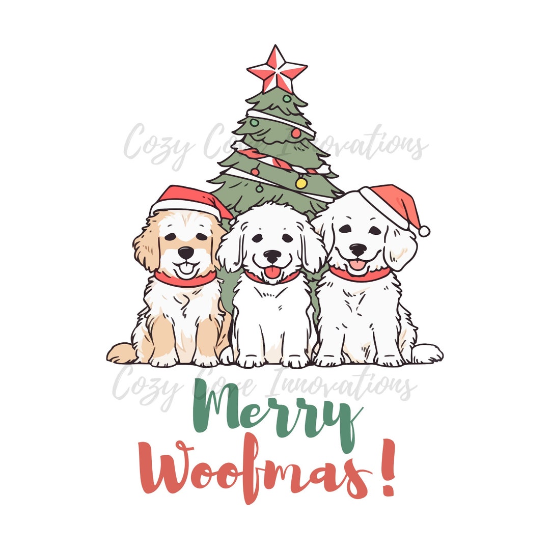 Merry Woofmas PNG Instant Download, Christmas Tree With Cute Puppy PNG ...