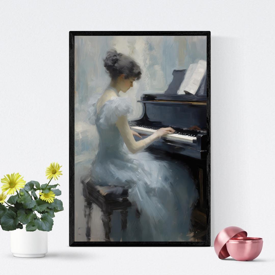 Classical Piano Player Wall Art | Elegant Impressionist Music Decor ...