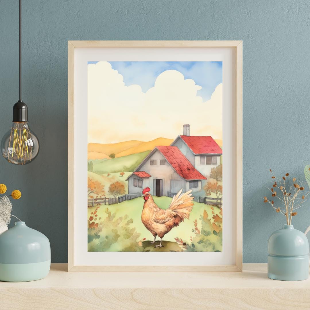 Rustic Farmhouse Chicken Art | Country Animal Decor | Vintage Farm Life ...