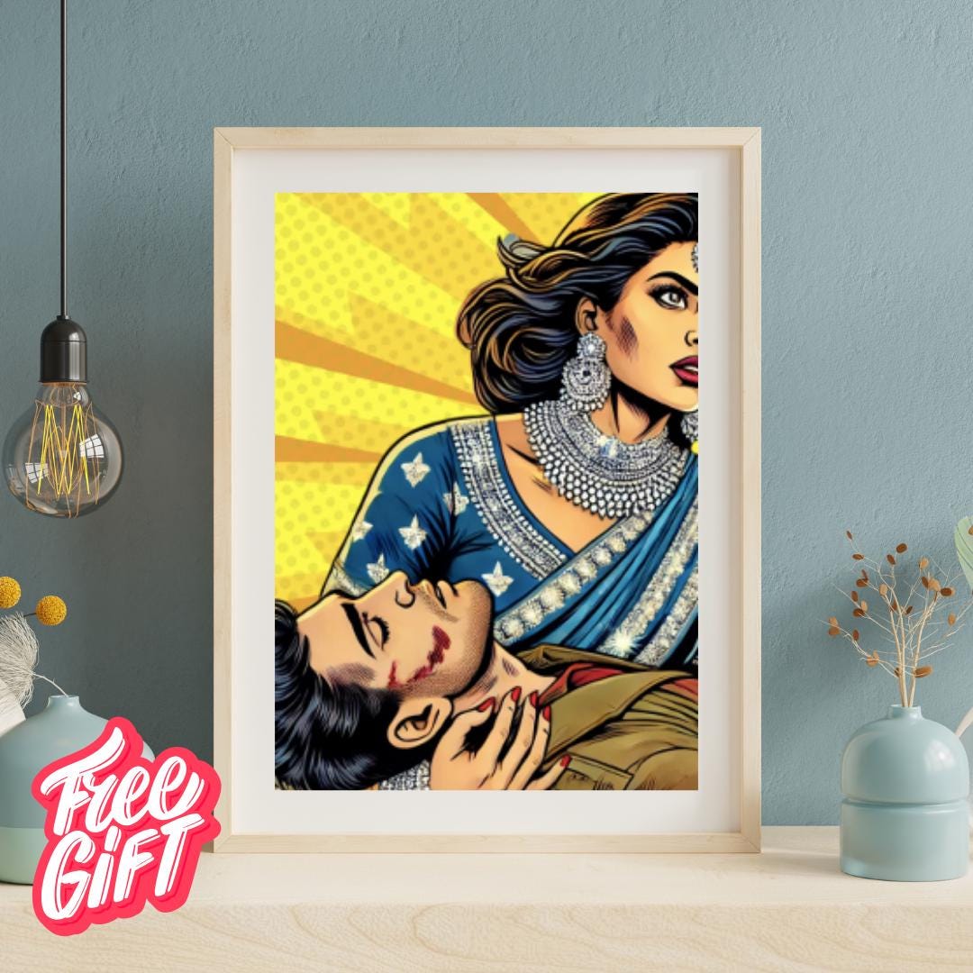 Dramatic Bollywood Pop Art Scene - | Pop Art Digital Print | Indian Pop ...