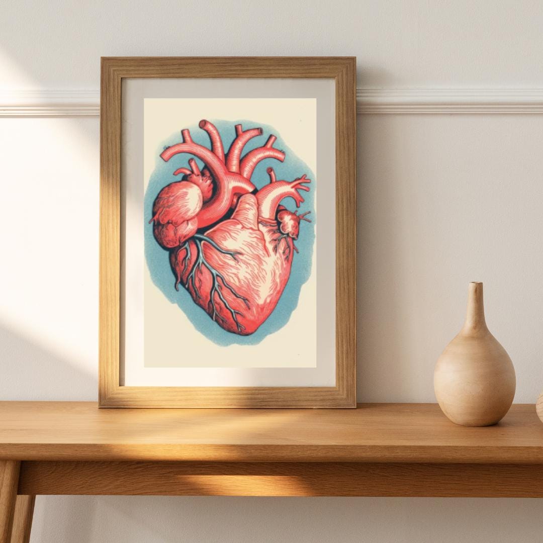 Anatomical Heart Art Print Vintage Medical Illustration for Unique Wall ...
