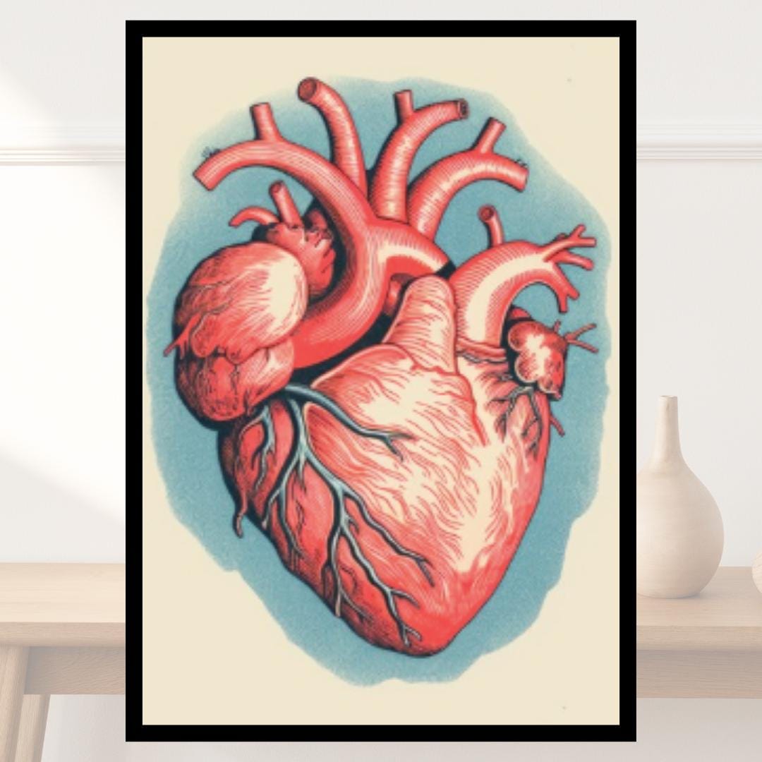 Anatomical Heart Art Print Vintage Medical Illustration for Unique Wall ...
