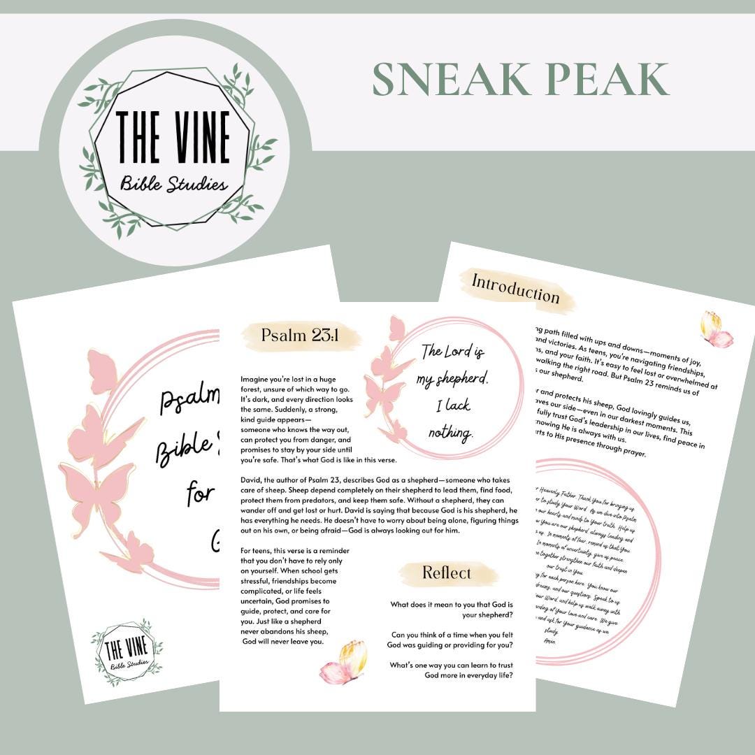 Printable Psalm 23 Bible Study for Teen Girls - Personal Devotions ...