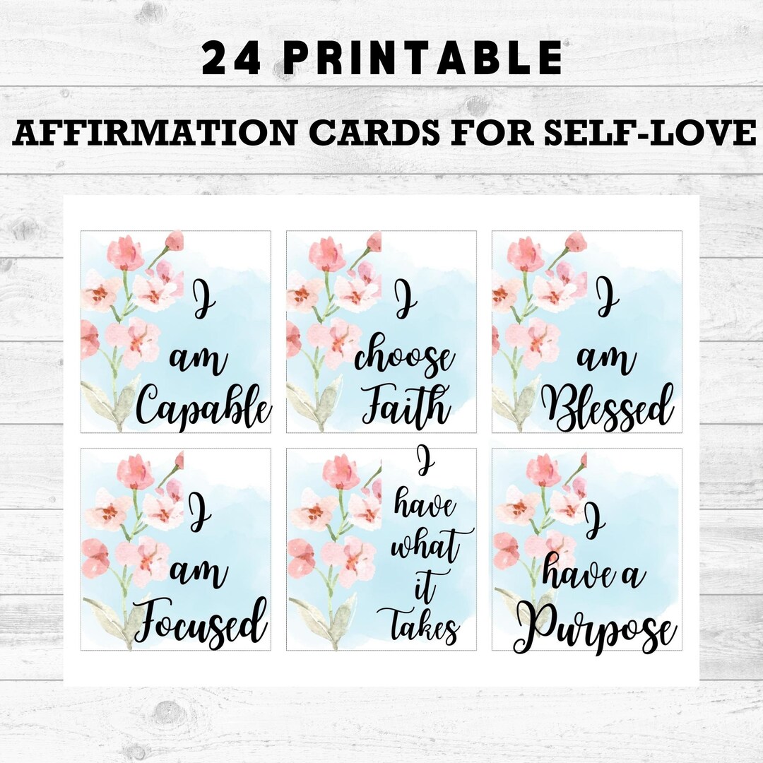 24 Positive Affirmation Card Deck Vision Board Printables - Etsy