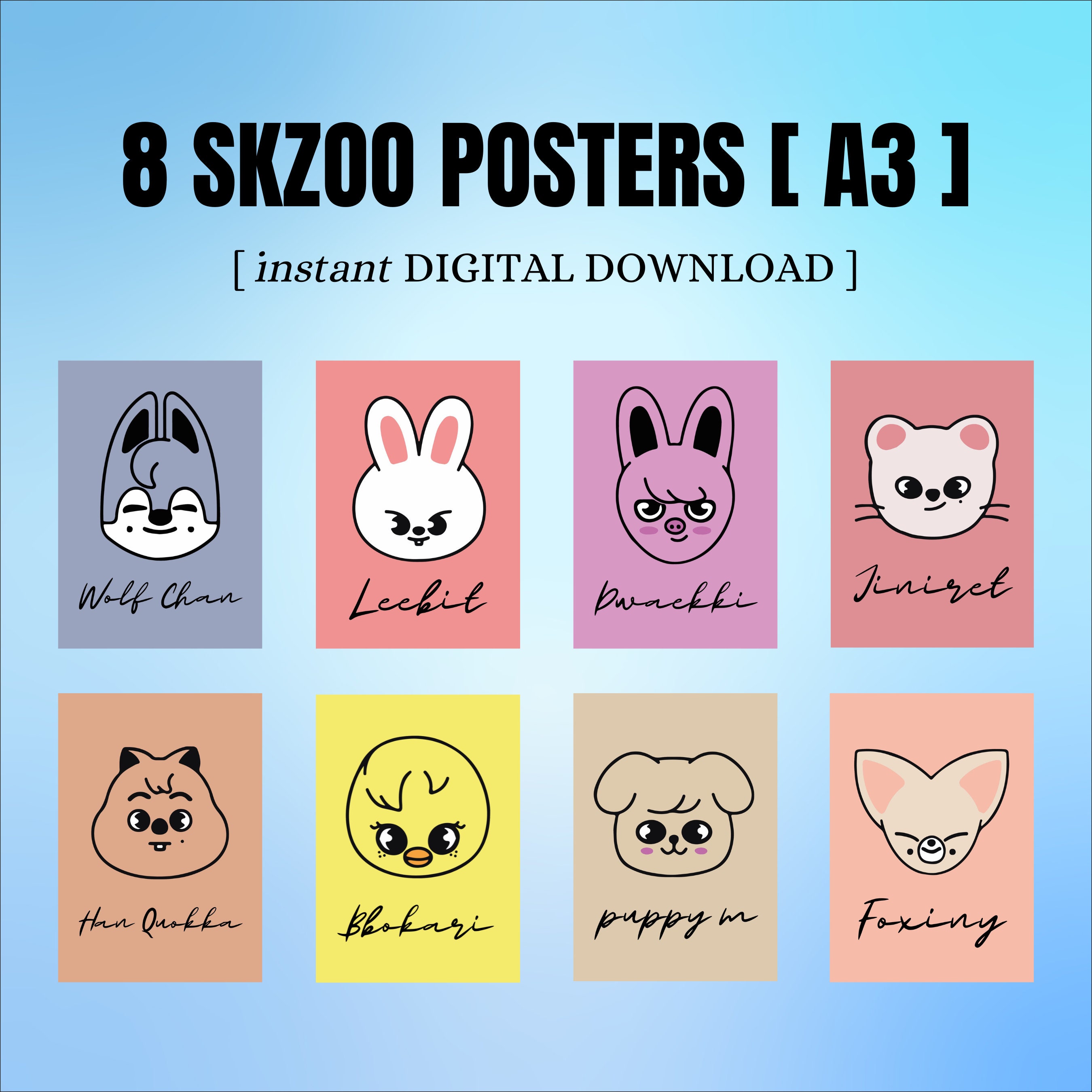SKZOO POSTER BUNDLE / Straykids / Wolfchan, Leebit, Dwaekki, Jiniret ...