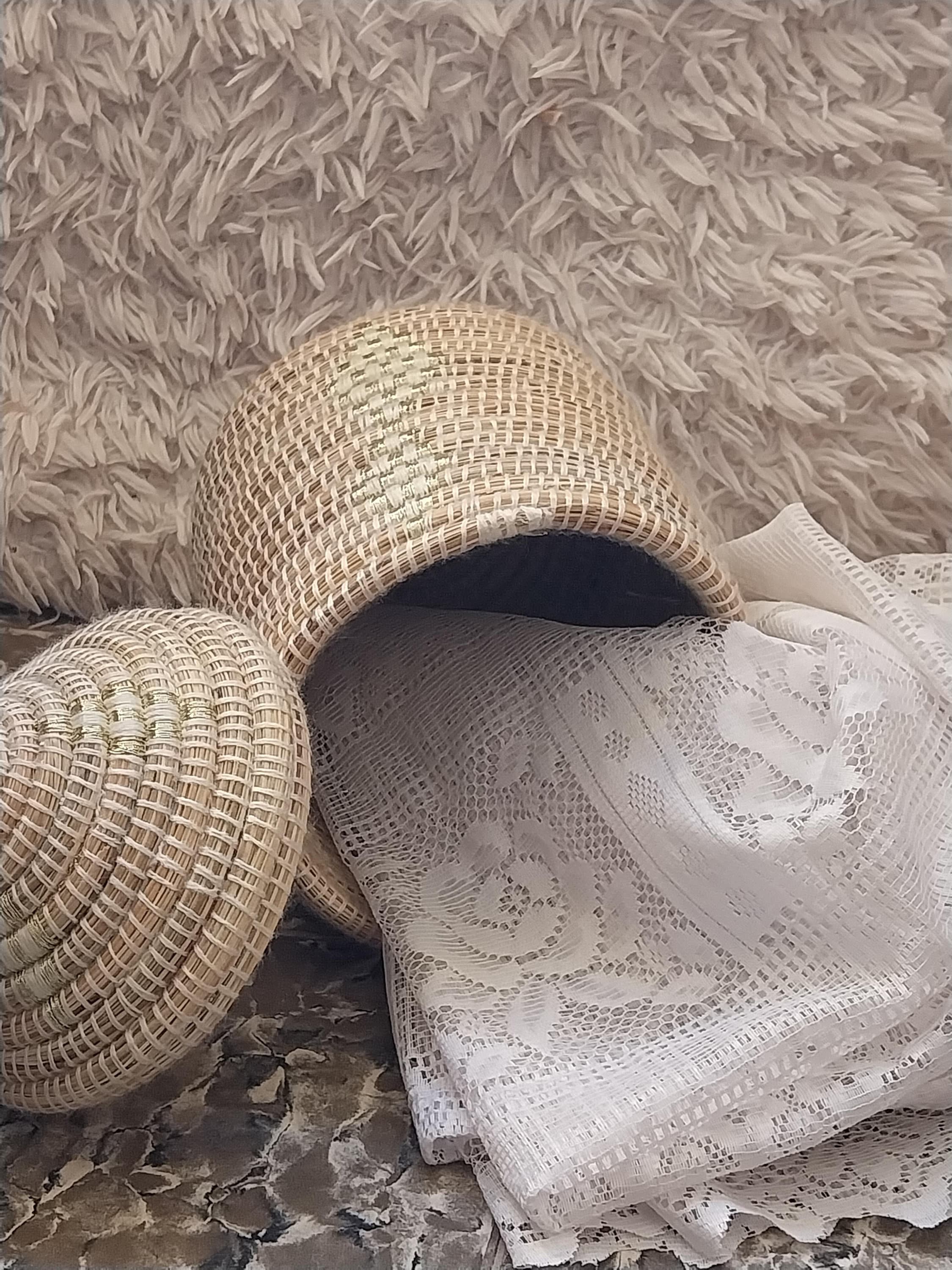 Handmade Moroccan Basket Set With Lids: Boho Berber Woven Storage - Etsy