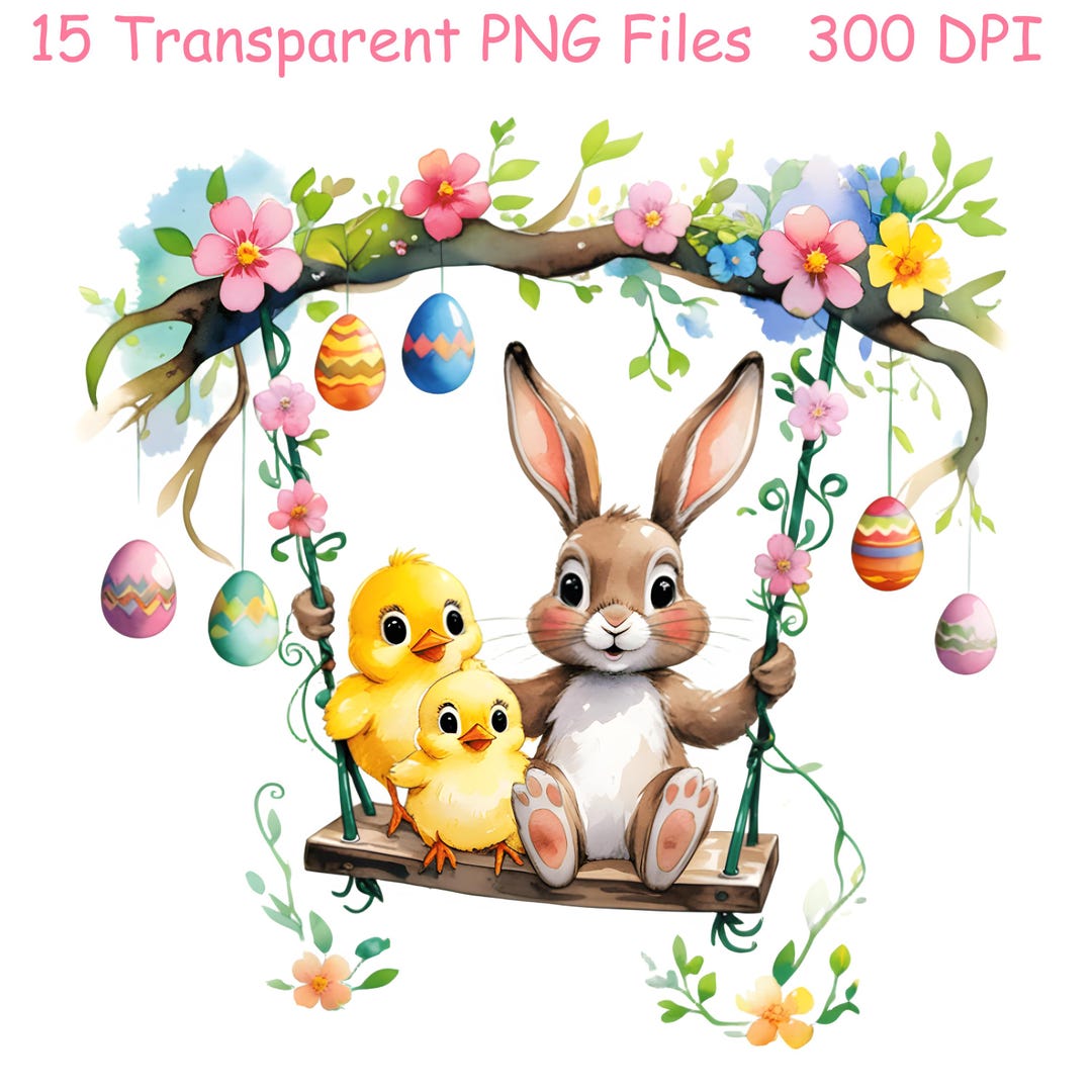 Charming Easter Bunny Clipart Set,floral Wreath Bunny Png,springtime ...