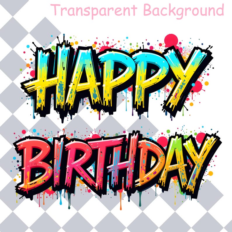 Happy Birthday Graffiti Clipart,printable Lettering Png,colorful ...