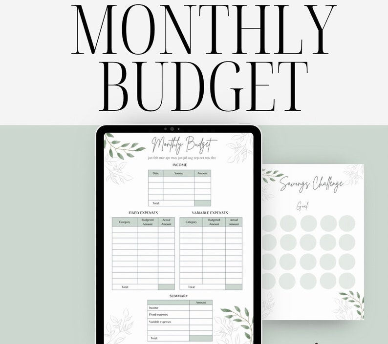 Monthly Budget Planner Printable With FREE Savings Tracker - Etsy